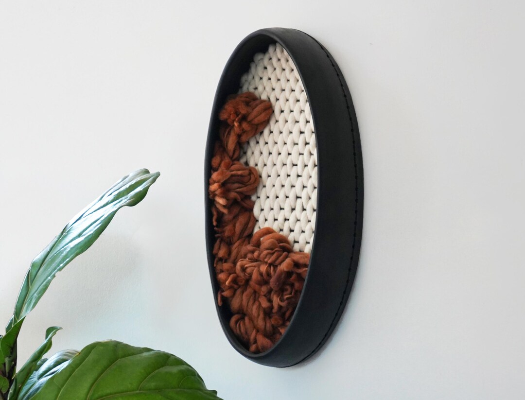 Black Ceramic Clay Frame With Interior Woven Wall Hanging in ...