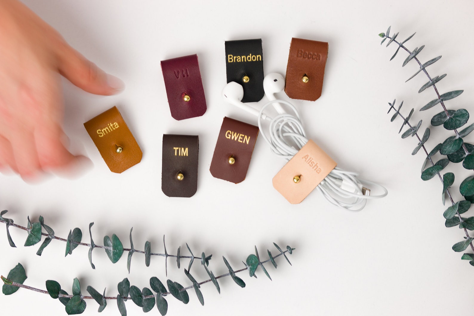 Leather Earbud Keeper Personalized Birthday Gift for 3rd Anniversary ...