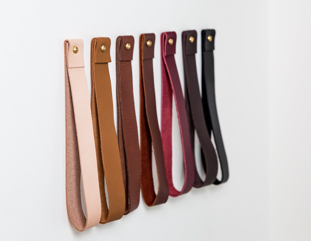 Large Flat End - Leather Display Strap Hanger for Bathroom Towel Holder ...