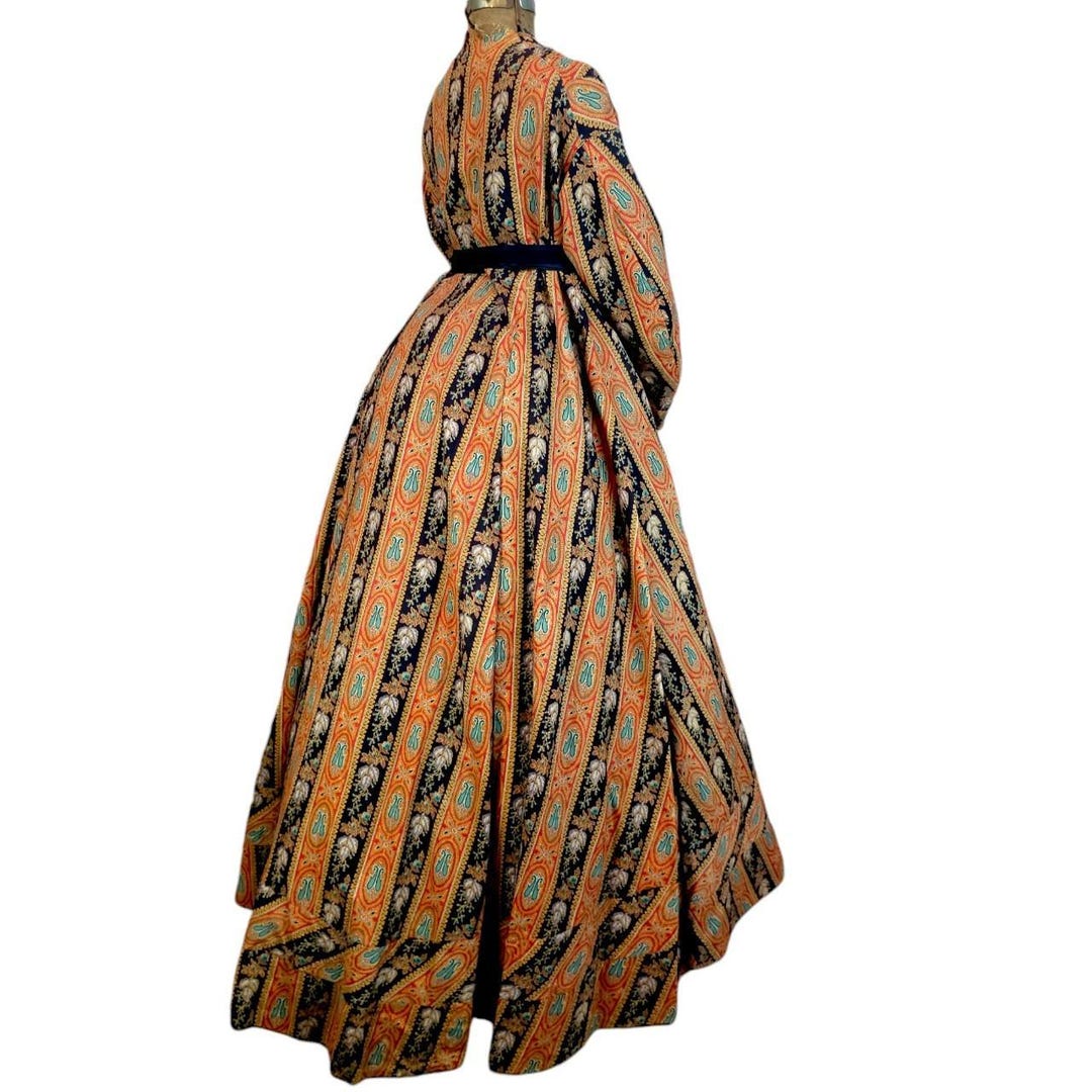 Antique 1860s 1870s Indian Inspired Wrapper Dress Gown Victorian Rare ...