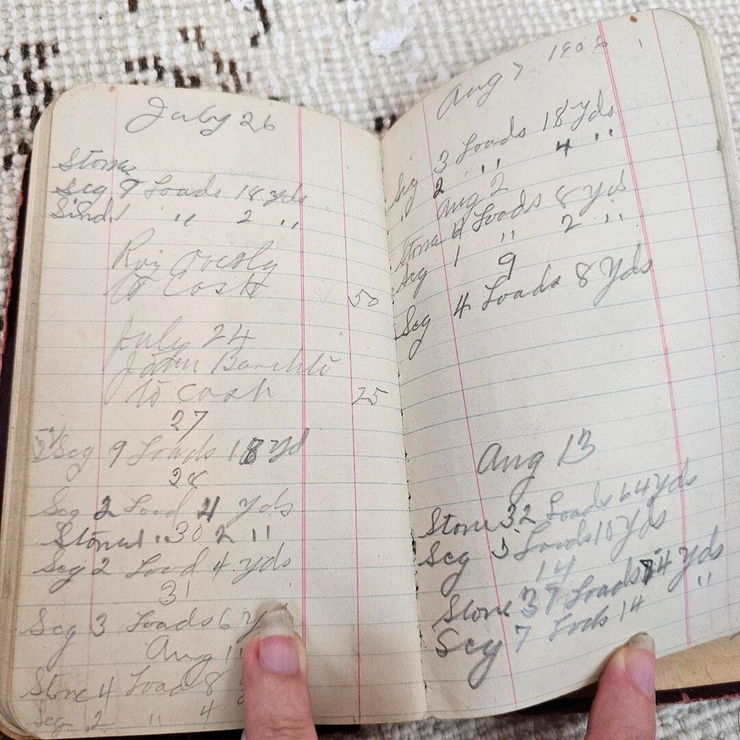 1906 Red Log Book Ledger Hand Written Edwardian Notebook Daily Journal ...