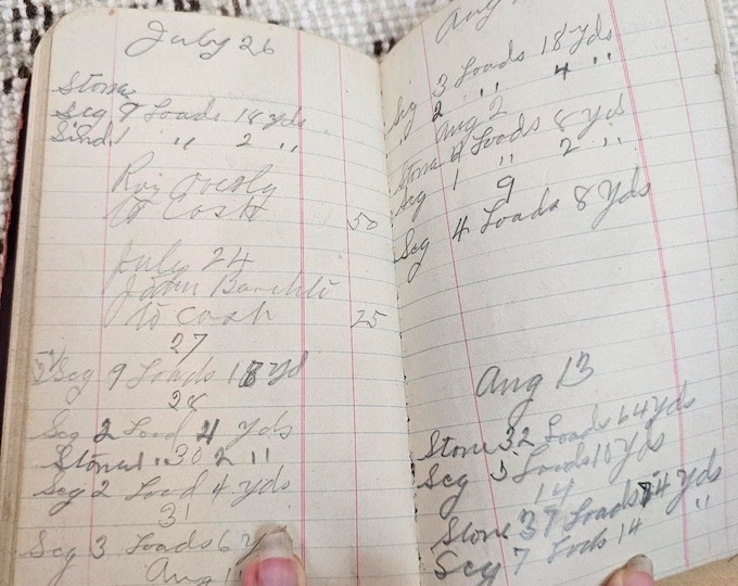 1906 Red Log Book Ledger Hand Written Edwardian Notebook Daily Journal ...