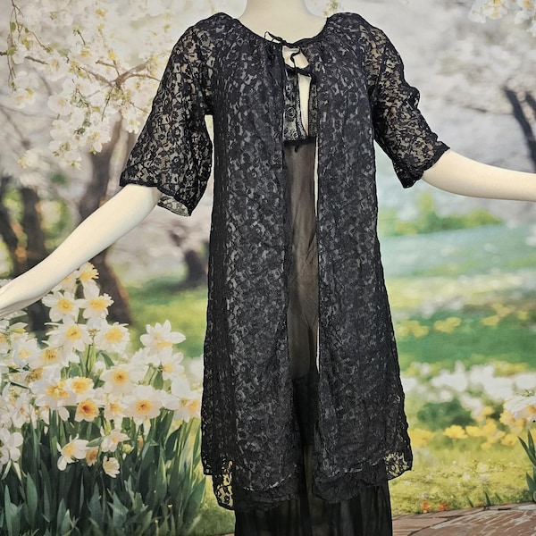 Black Lace Duster - Etsy