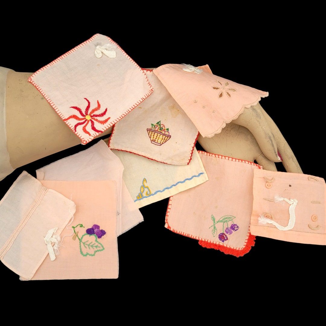 Vintage 1930's Sritchery Sewing Sampler Handkerchief Pink Red 1920s - Etsy