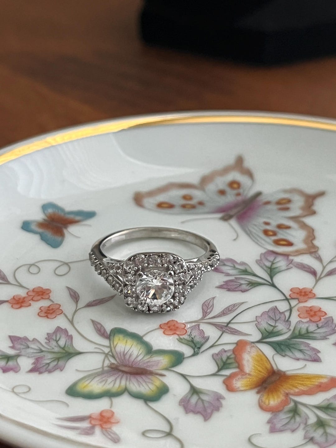 Vintage White Saphhire Ring: Platinum Plated Sterling Silver, Size 7 - Etsy