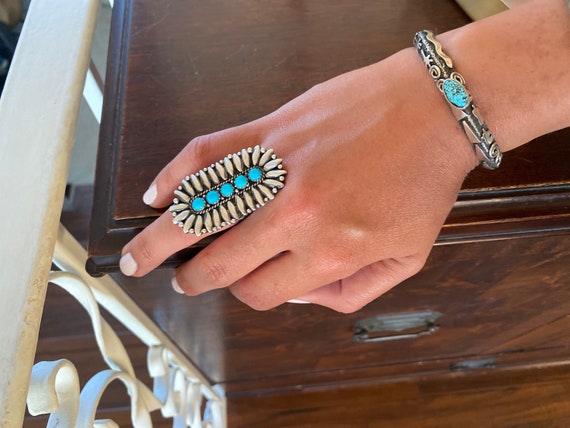 Ben Begay Sleeping Beauty Turquoise Ring 5 Stone Clus… - Gem