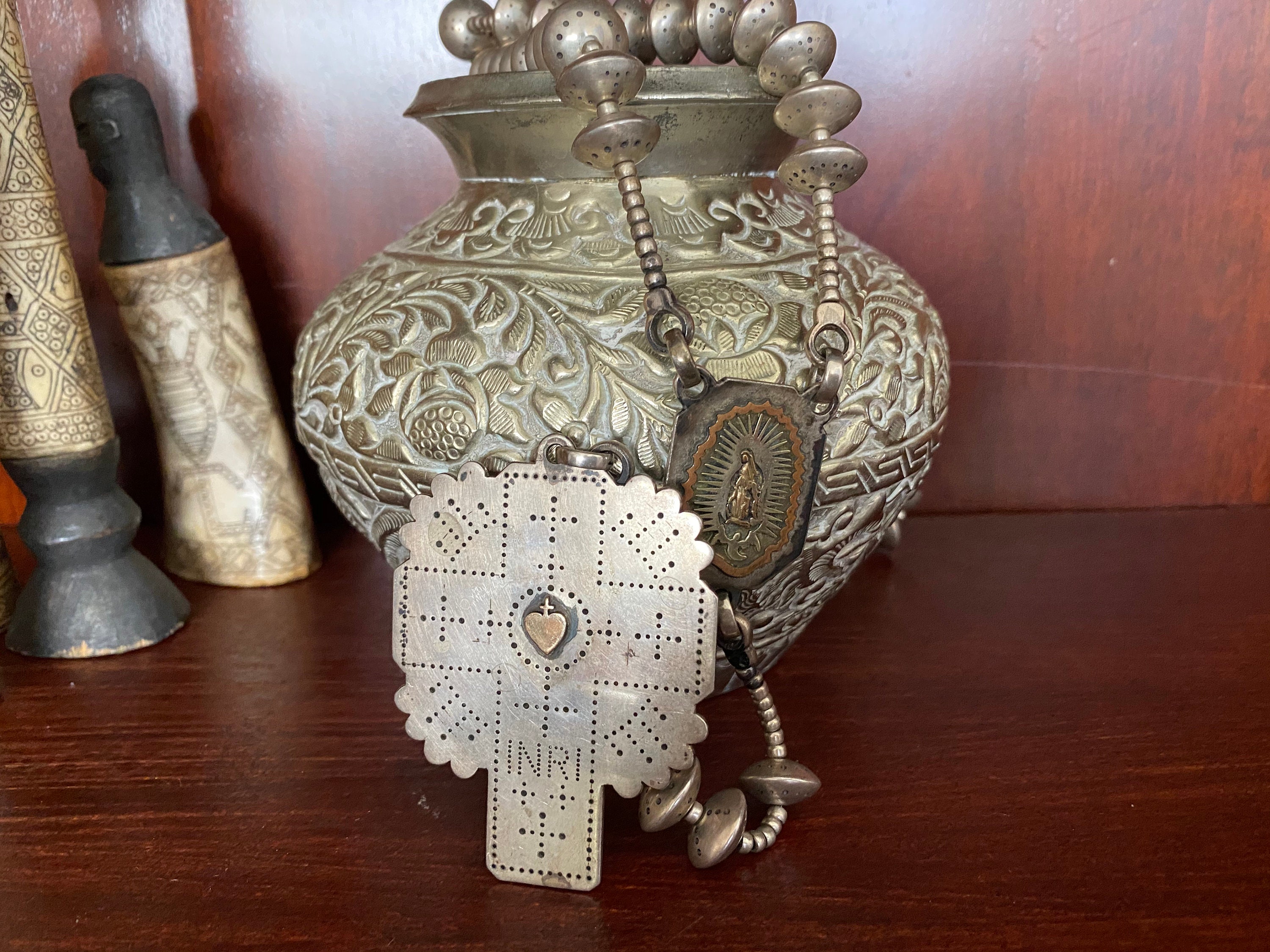 Artist Native American Rosary Large Cross Eucharist INRI Guadalupe ...