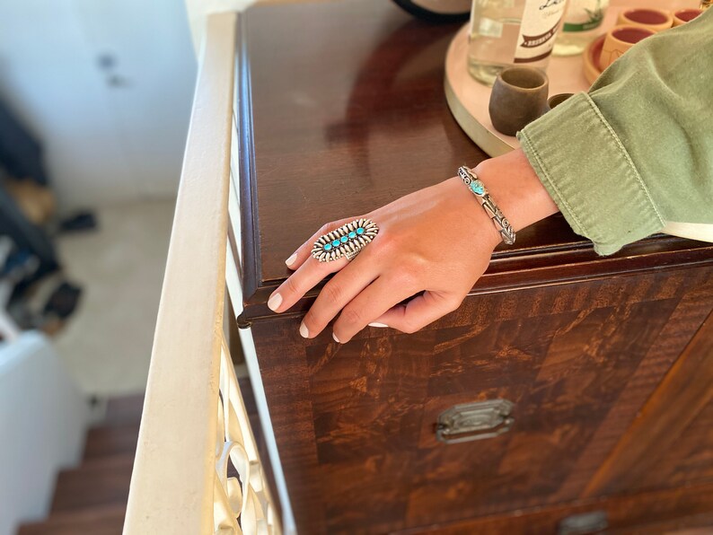 Ben Begay Sleeping Beauty Turquoise Ring 5 Stone Cluster Statement Ring ...