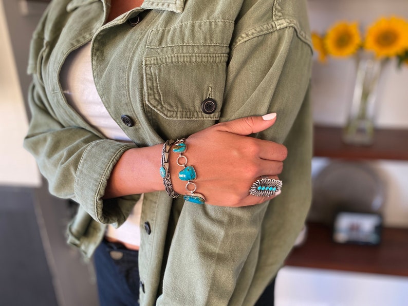 Ben Begay Sleeping Beauty Turquoise Ring 5 Stone Cluster Statement Ring ...