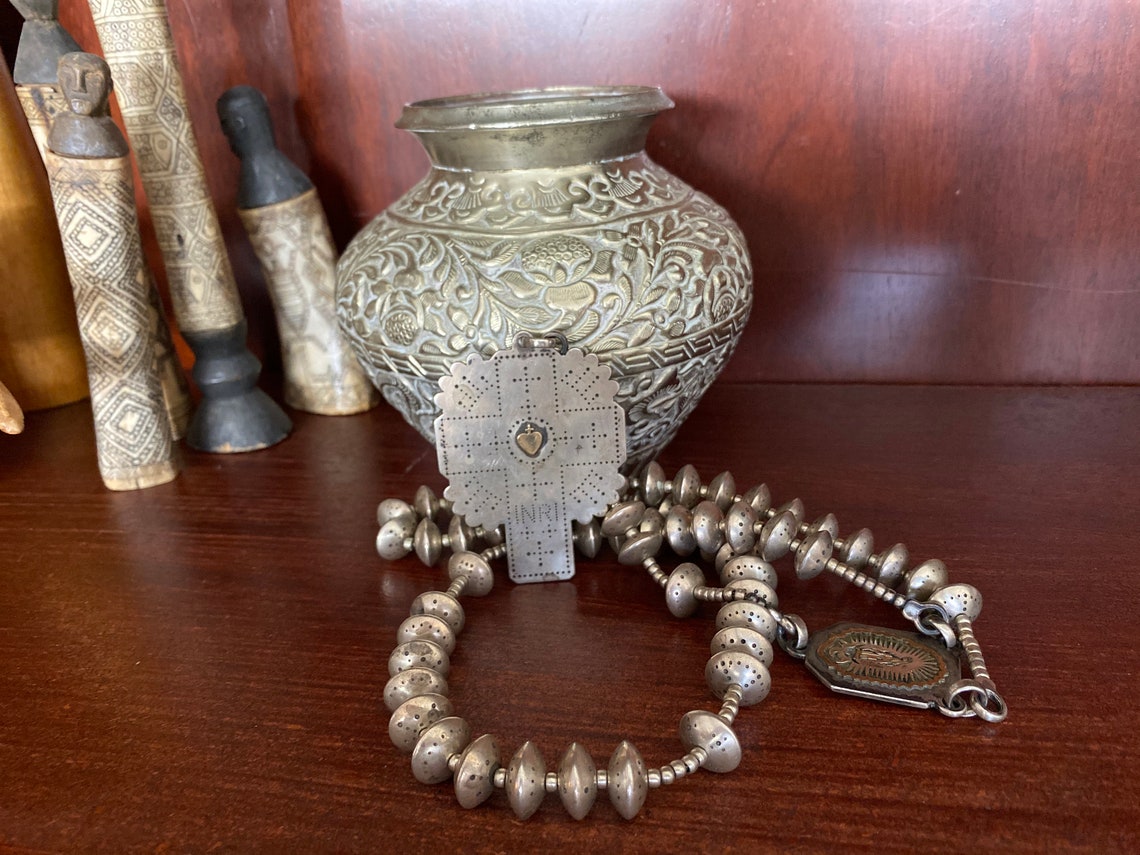 Artist Native American Rosary Large Cross Eucharist INRI Guadalupe ...