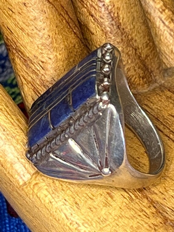 Navajo Lapis Inlay Men's Ring Artist Edward Becenti N… - Gem
