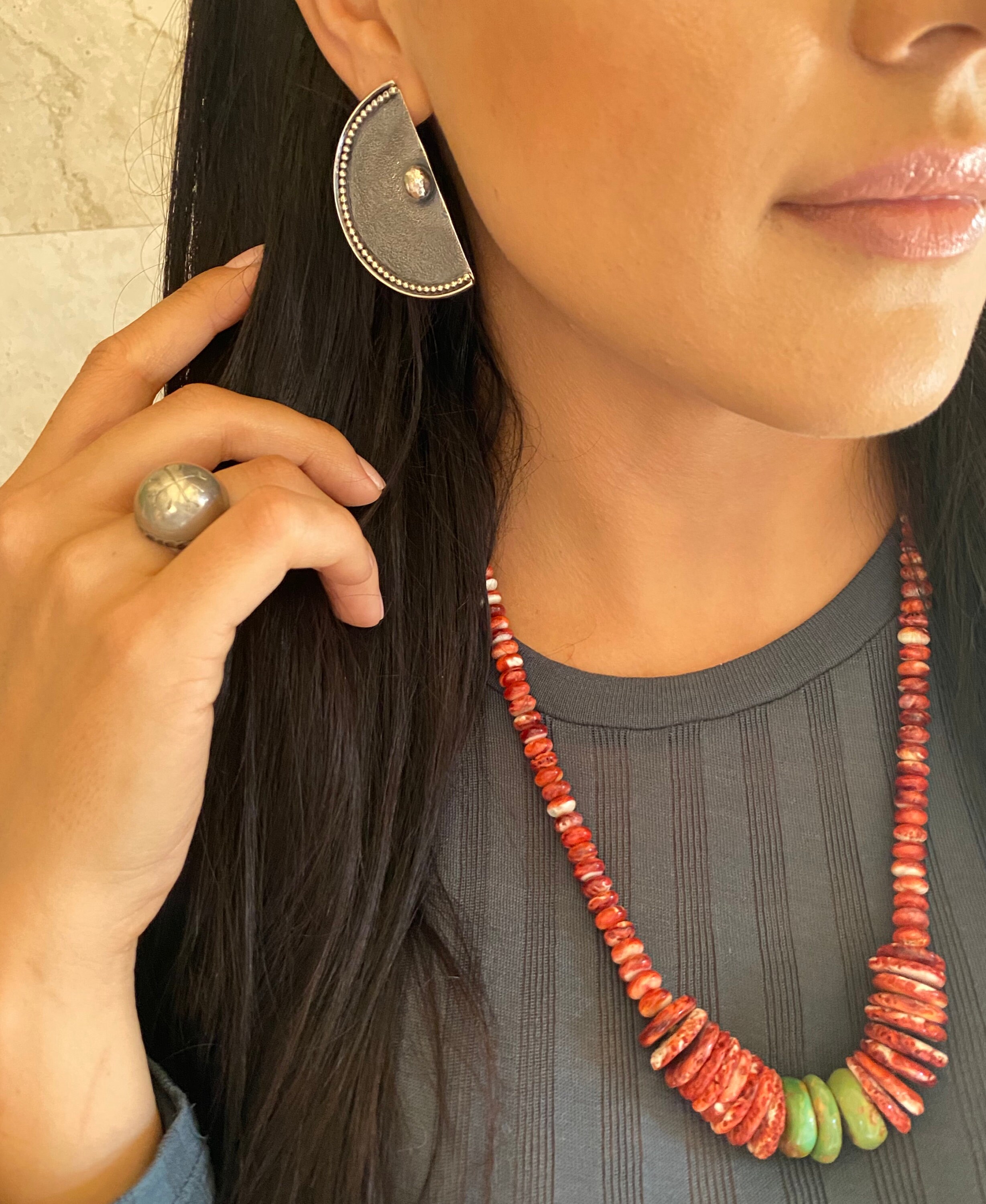 Modern Randy Billy Stunning Earrings Native American Textured - Etsy