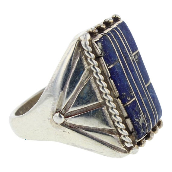 Navajo Lapis Inlay Men's Ring Artist Edward Becenti N… - Gem