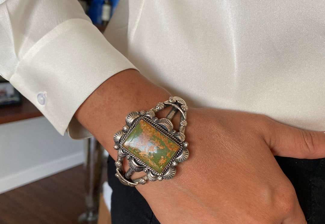 Gilbert Tom Royston Turquoise Green Gold Stunning Stone Native - Etsy
