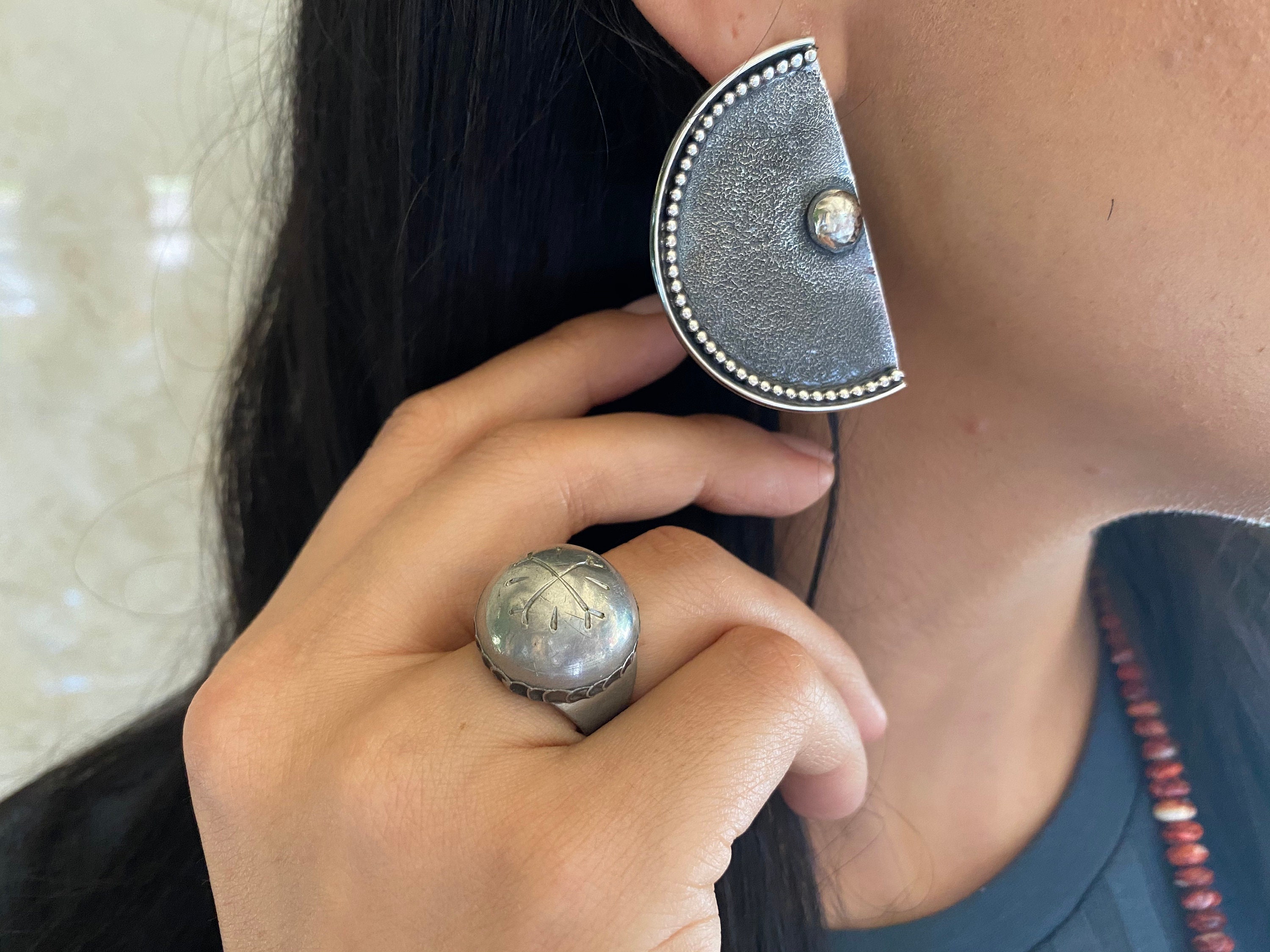 Modern Randy Billy Stunning Earrings Native American Textured - Etsy