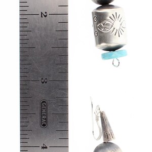Shenan Begay Silver Barrel Earring Tyrone Turquoise Bead, Navajo Drop ...