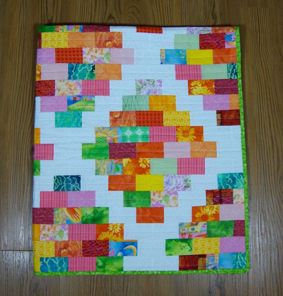 Colorful Quilt Throw Quilt Scrappy Quilt Toddler Quilt - Etsy