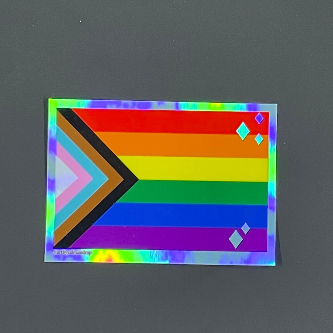 Holographic Progress Pride Flag Sticker - Etsy