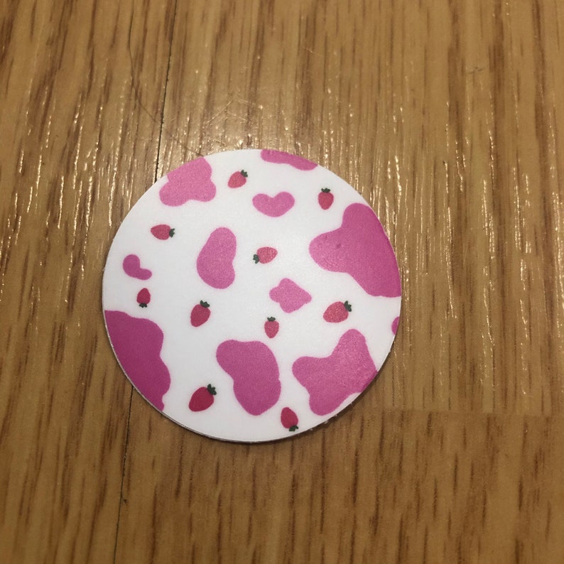 Strawberry Moo Pink Cow Print MINI Sticker WATERPROOF - Etsy