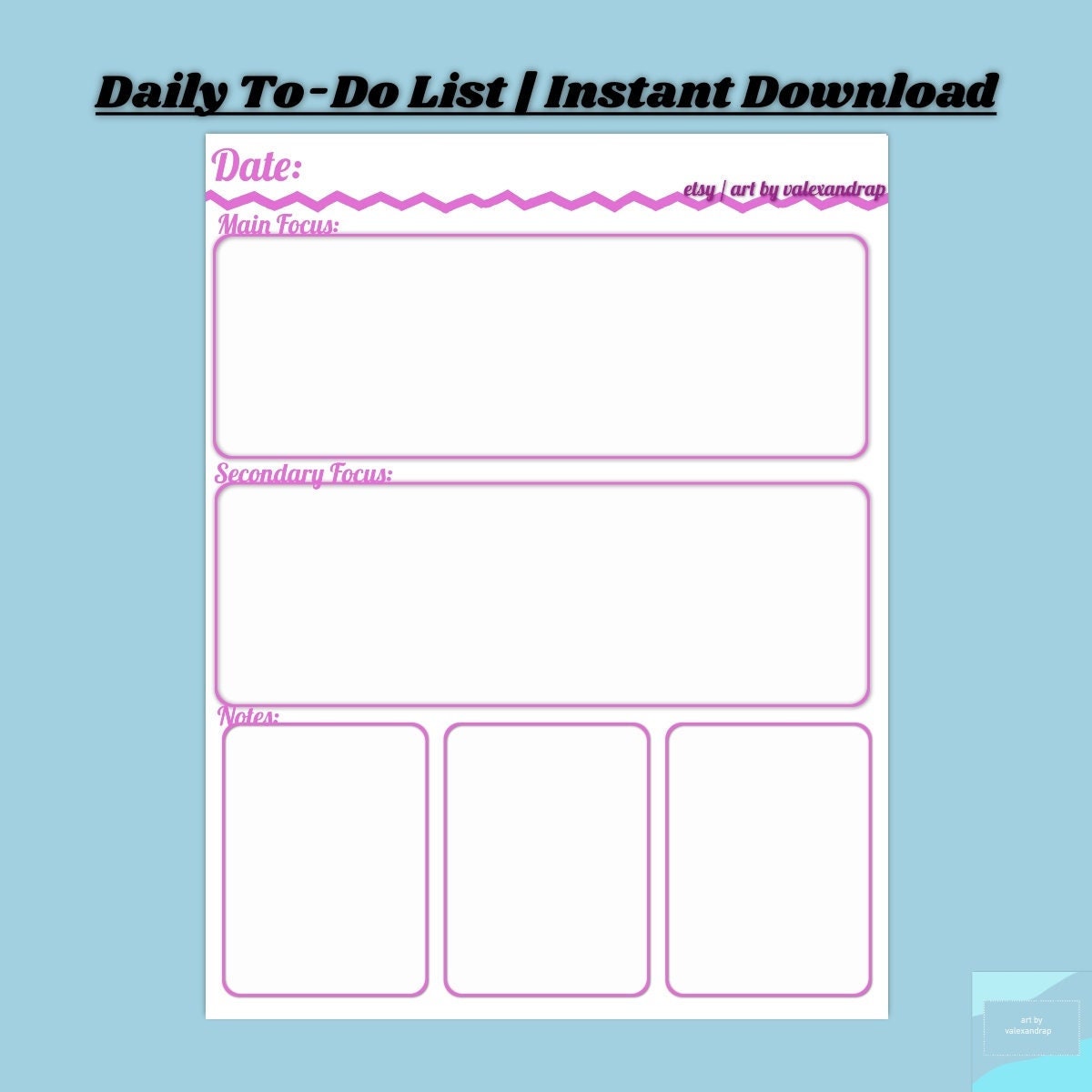 Digital Strawberry Pink Daily to Do List, List Planner - Etsy