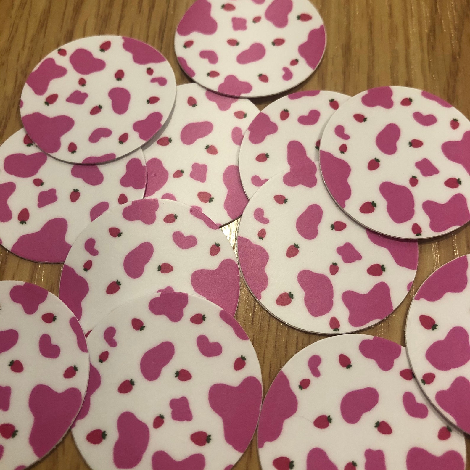 Strawberry Moo Pink Cow Print MINI Sticker WATERPROOF - Etsy