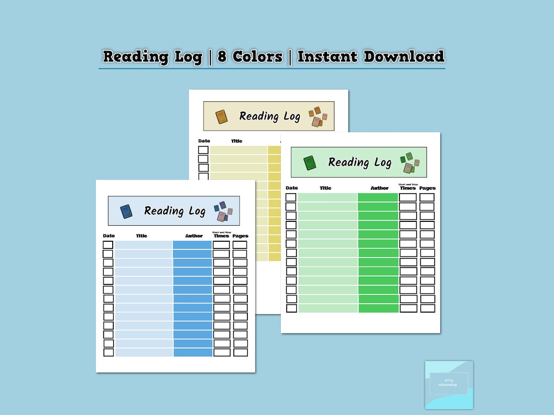 Reading Log Printable Book Tracker for Adults Kids and - Etsy