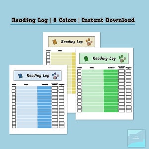 Reading Log Printable Book Tracker for Adults Kids and - Etsy