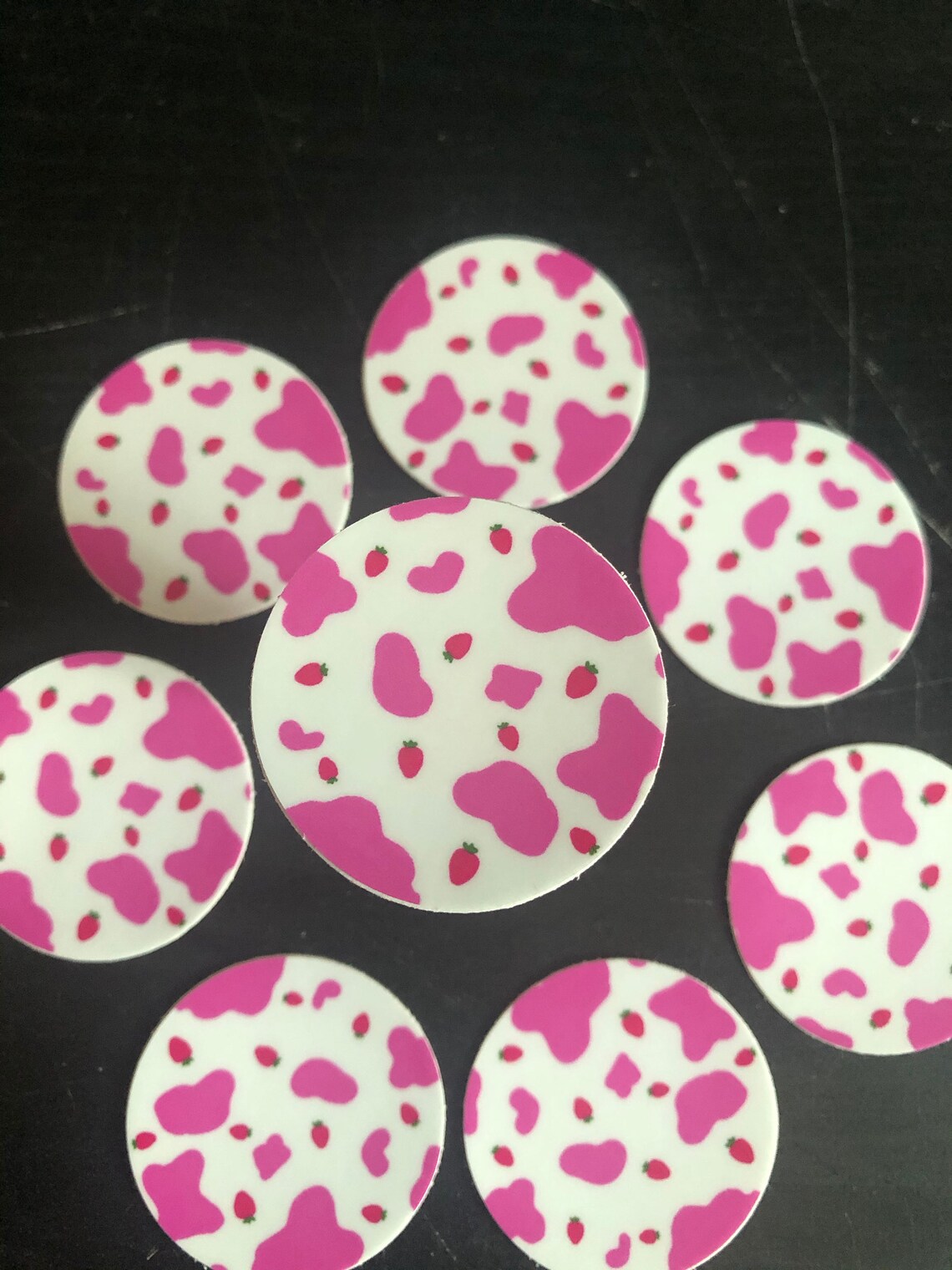 Strawberry Moo Pink Cow Print MINI Sticker WATERPROOF - Etsy