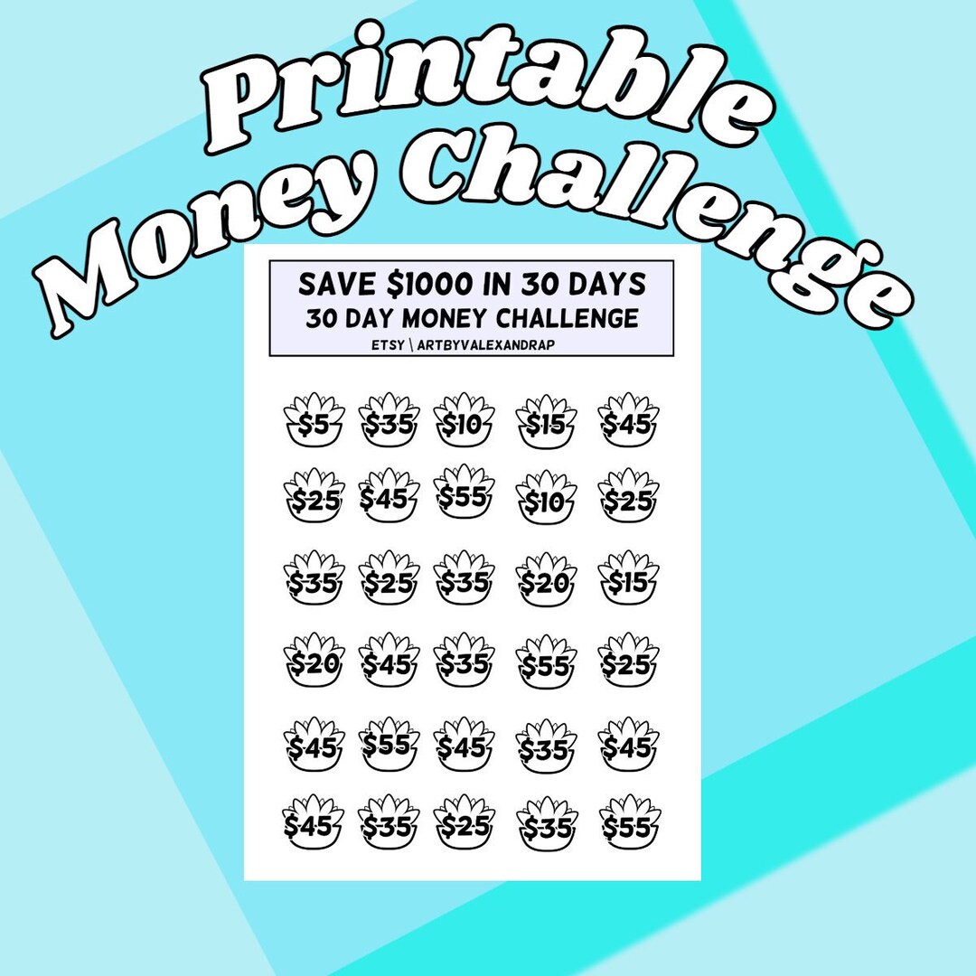 Printable Money Saving Challenge, Save 1k in 30 Days, Instant Download ...