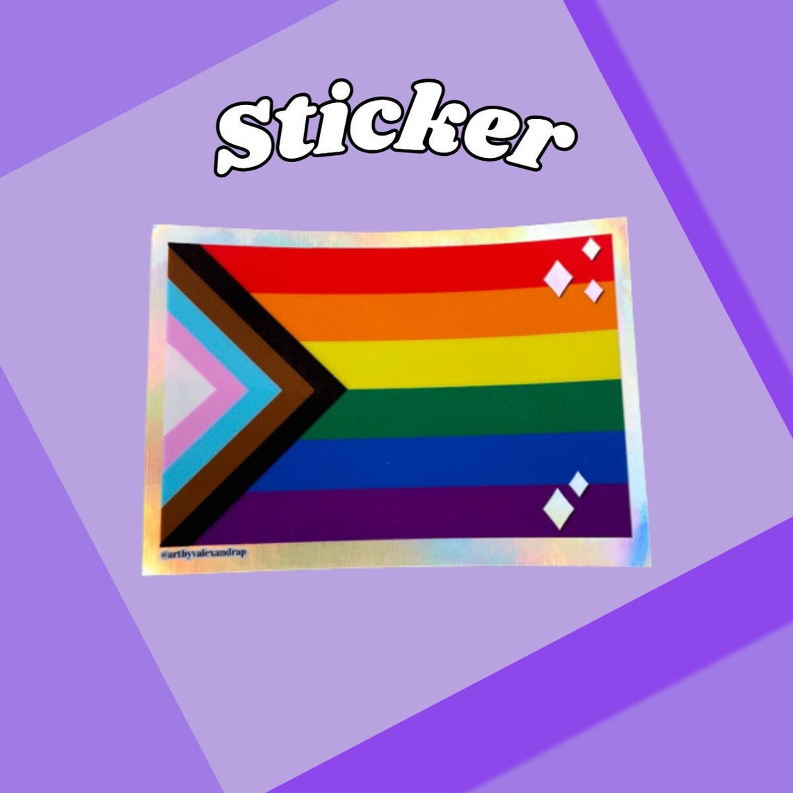 Holographic Progress Pride Flag Sticker - Etsy