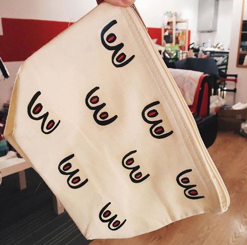 Boobie Print Make Up Bag Boob Print Etsy