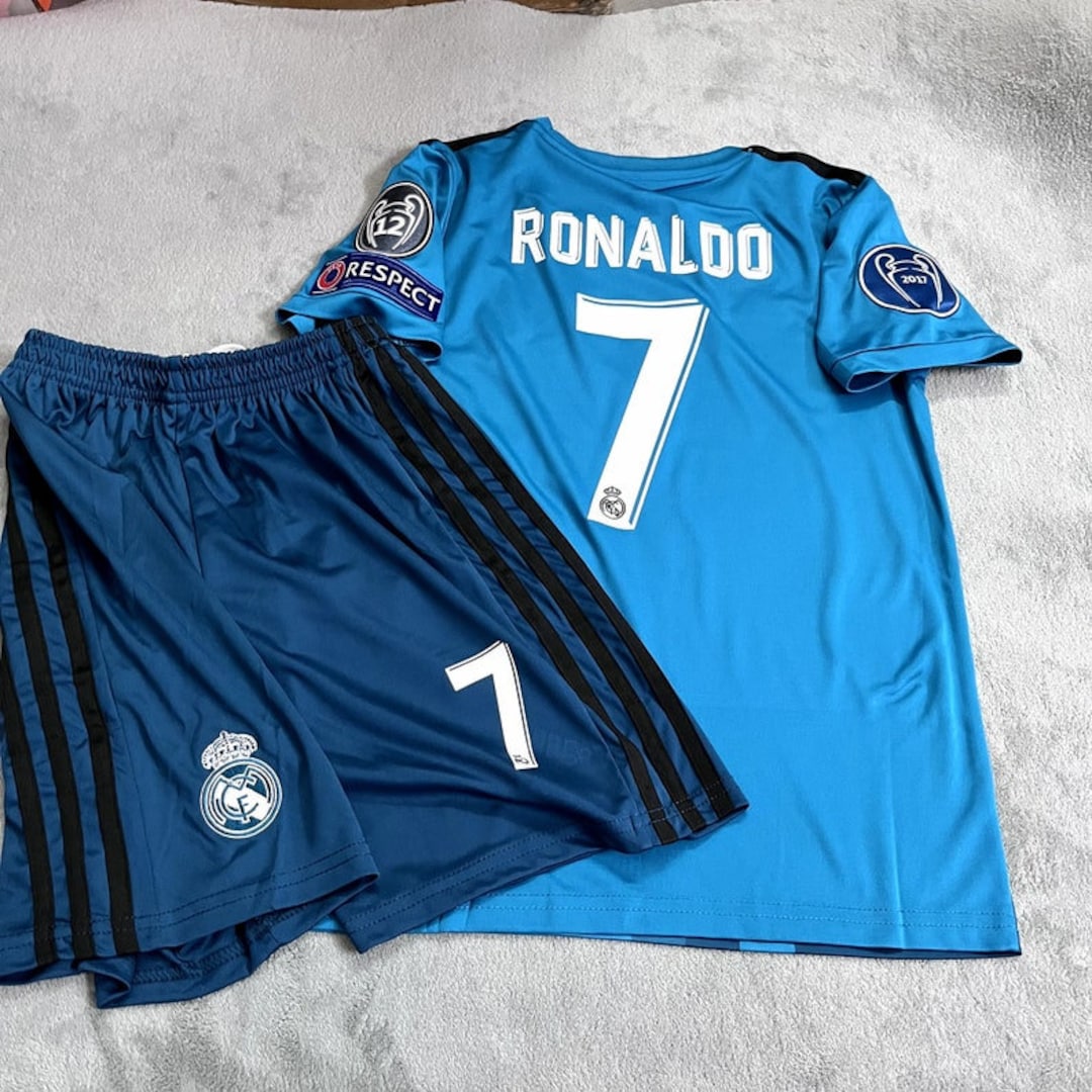 Cristiano Ronaldo No. 7 Football Uniform 17-18 Real Madrid Blue Jersey ...