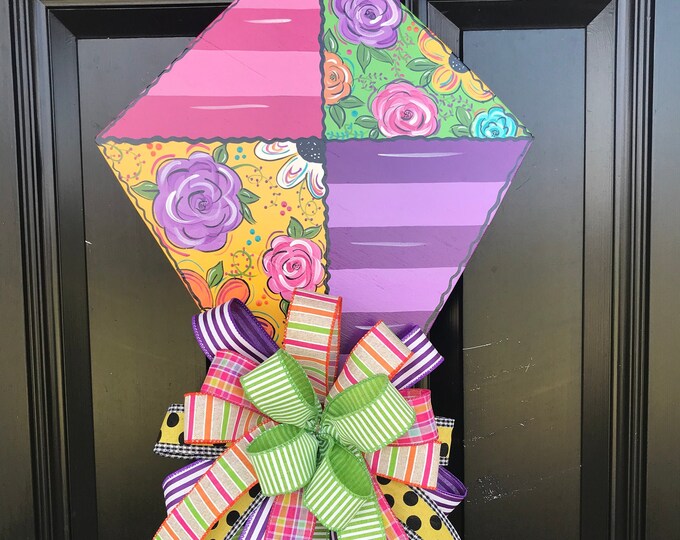 KITE Door Hanger, Colorful Door Hanger, Kite With Bow Door Hanger ...