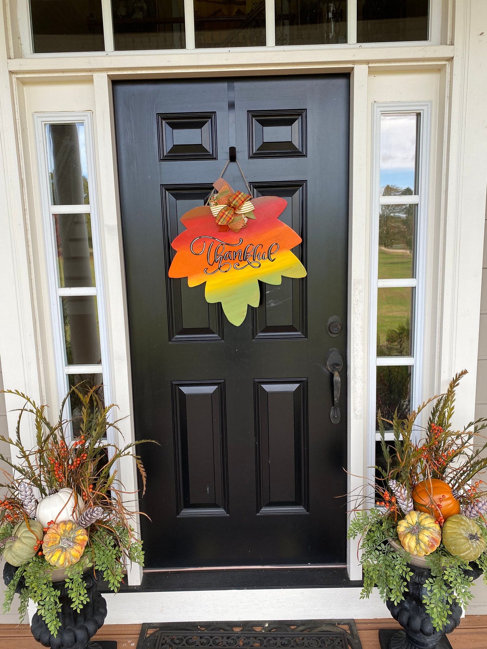 FALL LEAF Door Hanger Fall Door Hanger Leaf Wood Cut Out | Etsy