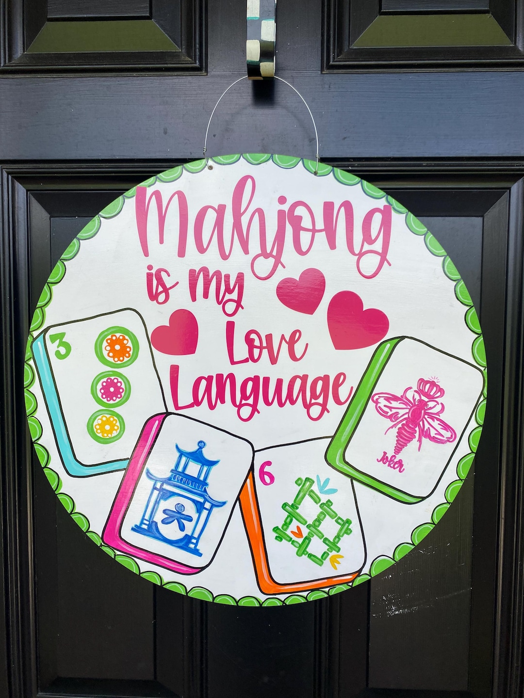 MAHJONG DOOR HANGER, Dot, Crack, Bam Door Hanger, My Mahjong Door ...