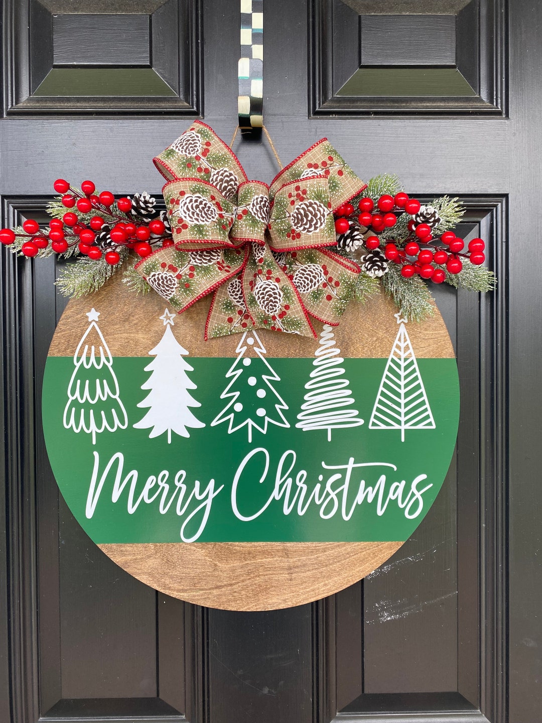 CHRISTMAS DOOR Hanger, Christmas Tree Door Hanger, Merry Christmas Door ...