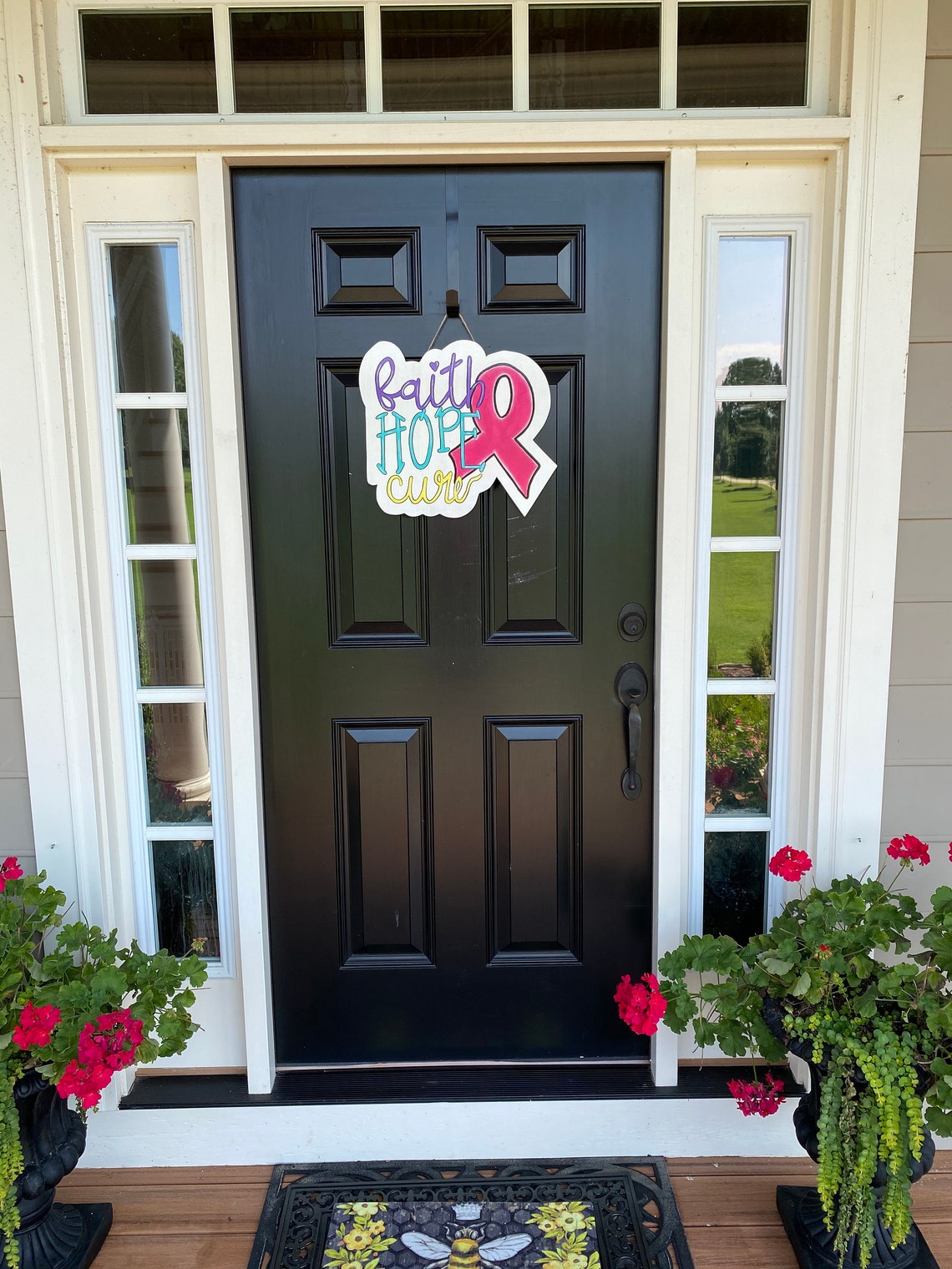 BREAST CANCER Door Hanger, Cancer Awareness Door Hanger, Pink Ribbon ...