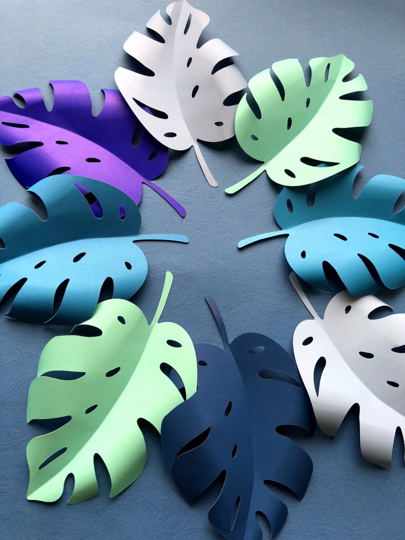Monstera Leaf Template, Tropical Leaf Backdrop Template, Paper Flower ...
