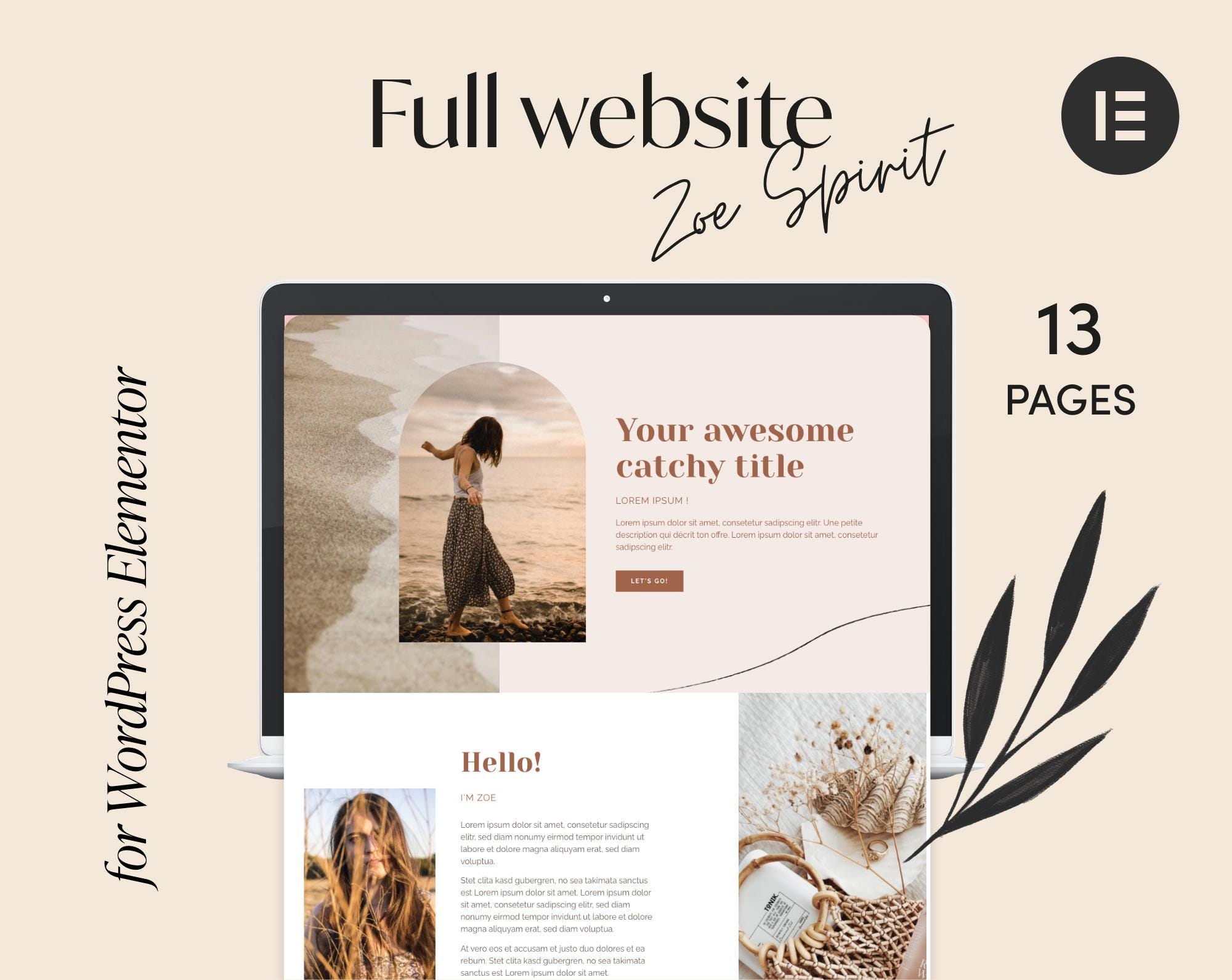 Boho Wordpress Template Elementor Zoe Spirit - Website + Blog Kit ...