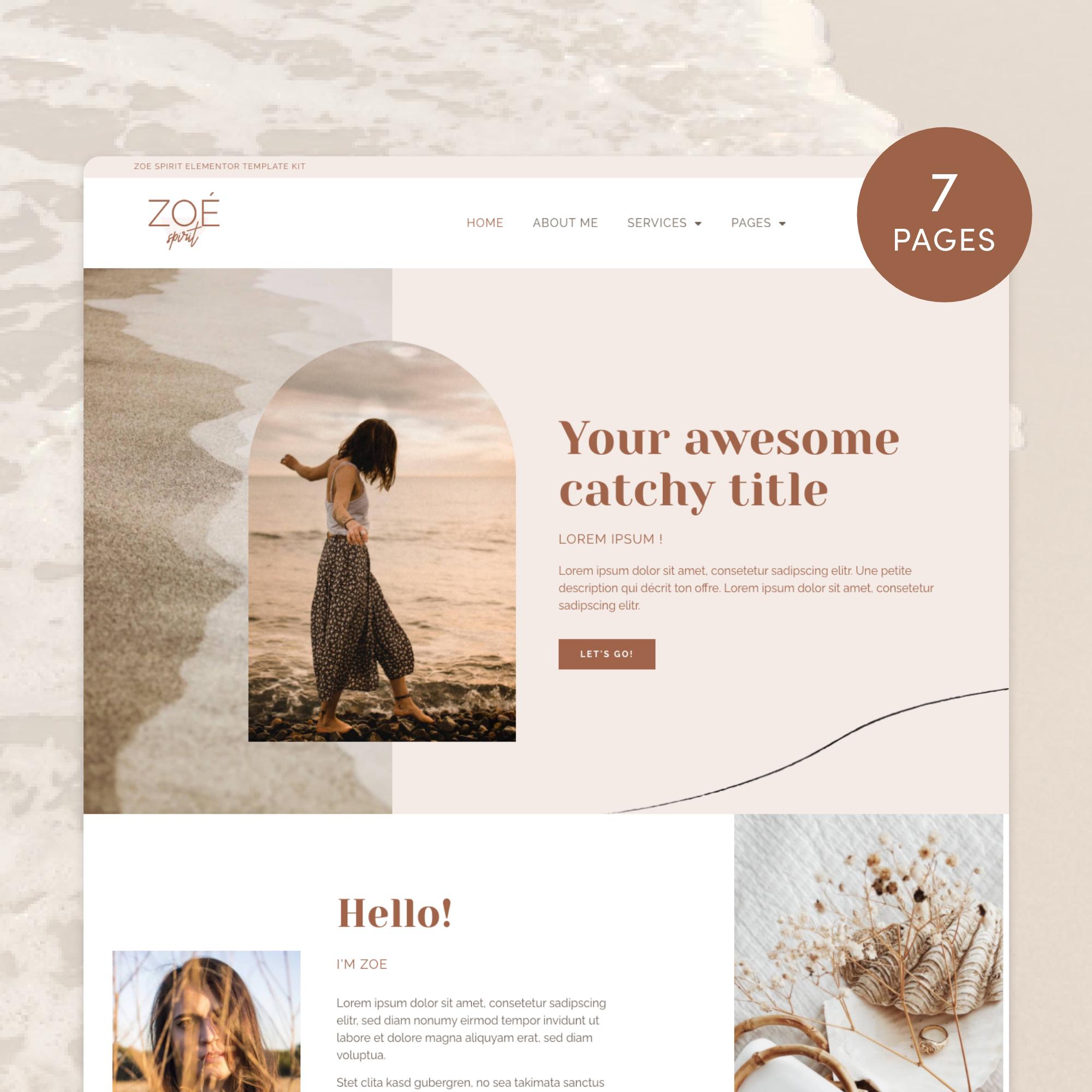 Boho Wordpress Template Kit Elementor Zoe Spirit - Showcase Website ...