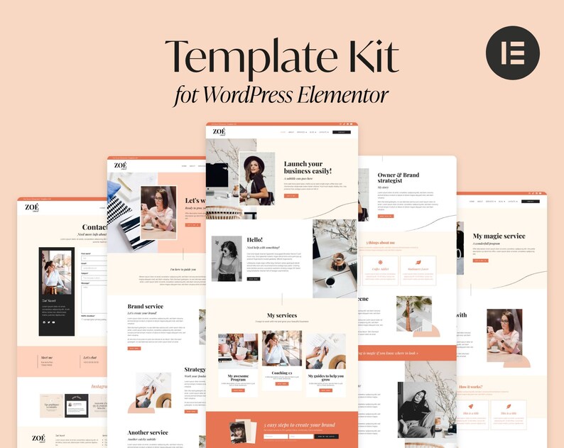 Feminine Wordpress Template Kit Elementor Pro Zoe Sweet For Coaching Business Blogger Podcast