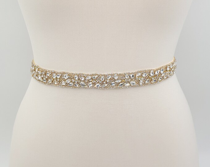 Gold Rhinestone Belt Gold Belt Gold Wedding Belt Bridal - Etsy