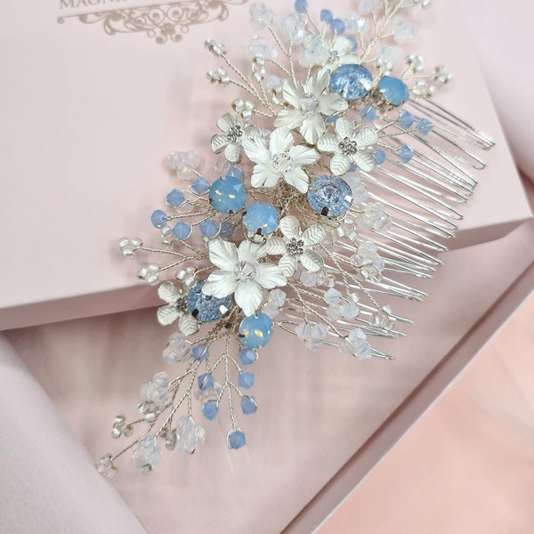 Blue Bridal Comb - Etsy