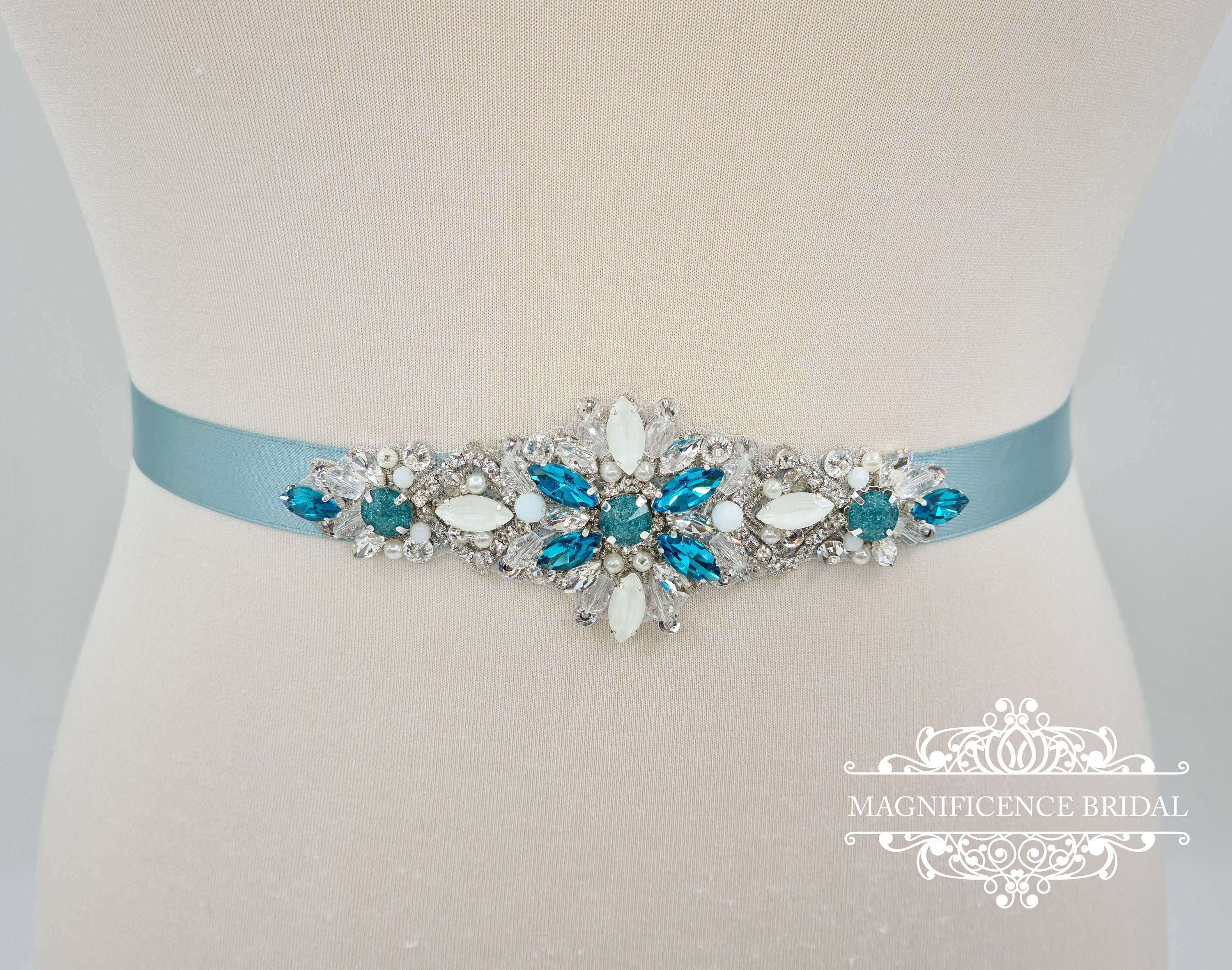 Turquoise Bridal Belt Turquoise Sash Turquoise Wedding - Etsy