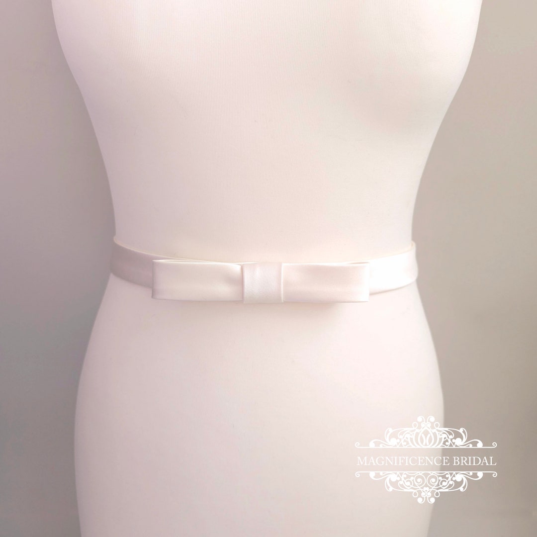 Ivory Belt With Bow, Satin Wedding Belt, Plain Bridal Belt, Ivory ...