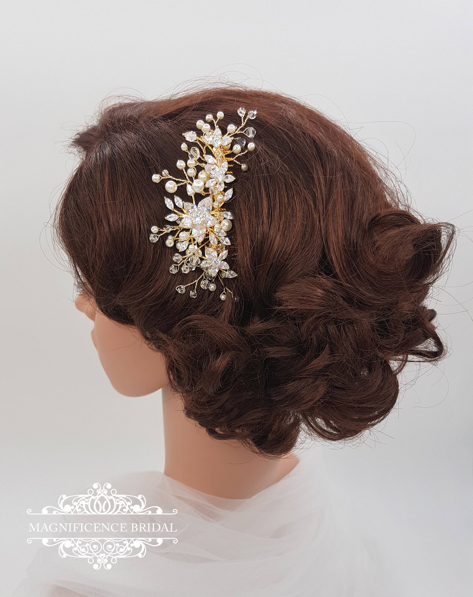 Bridal Headpiece Crystal Headpiece Gold Headpiece Rose Gold - Etsy