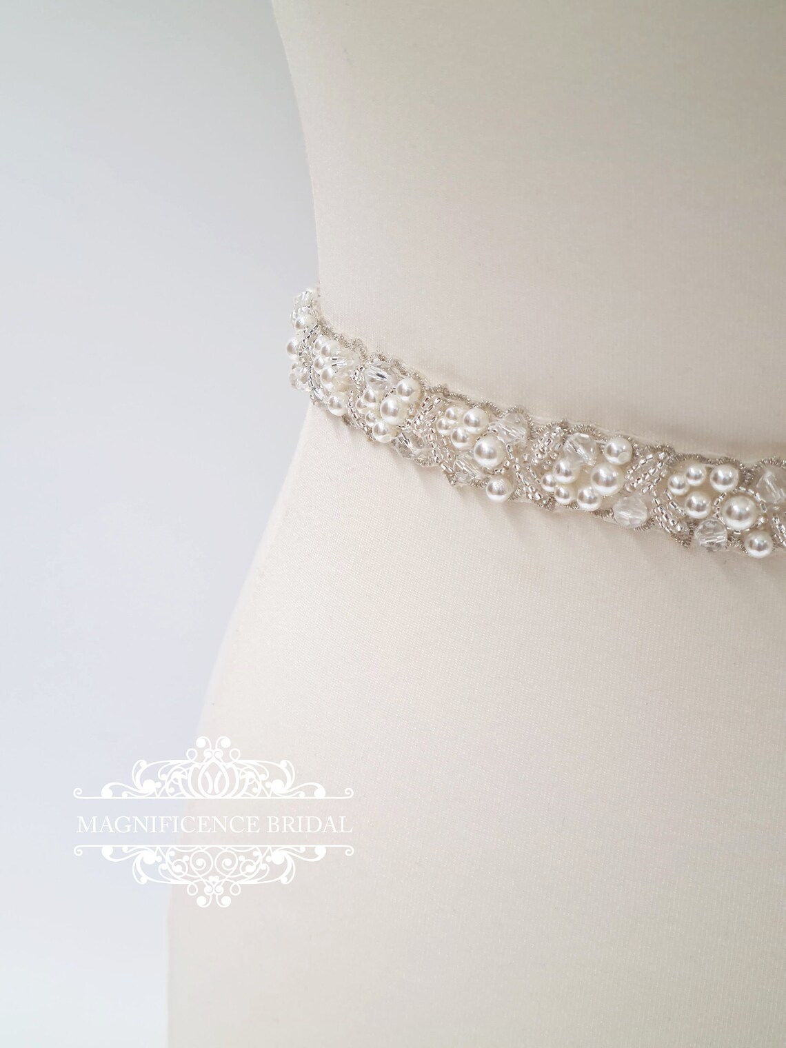 Pearl Bridal Belt Pearl Belt Bridal Belt Beaded Belt Thin | Etsy
