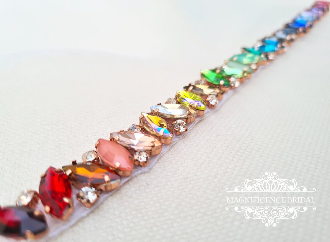 Rainbow Skinny Rhinestone Pride Belt AOIFE - Etsy
