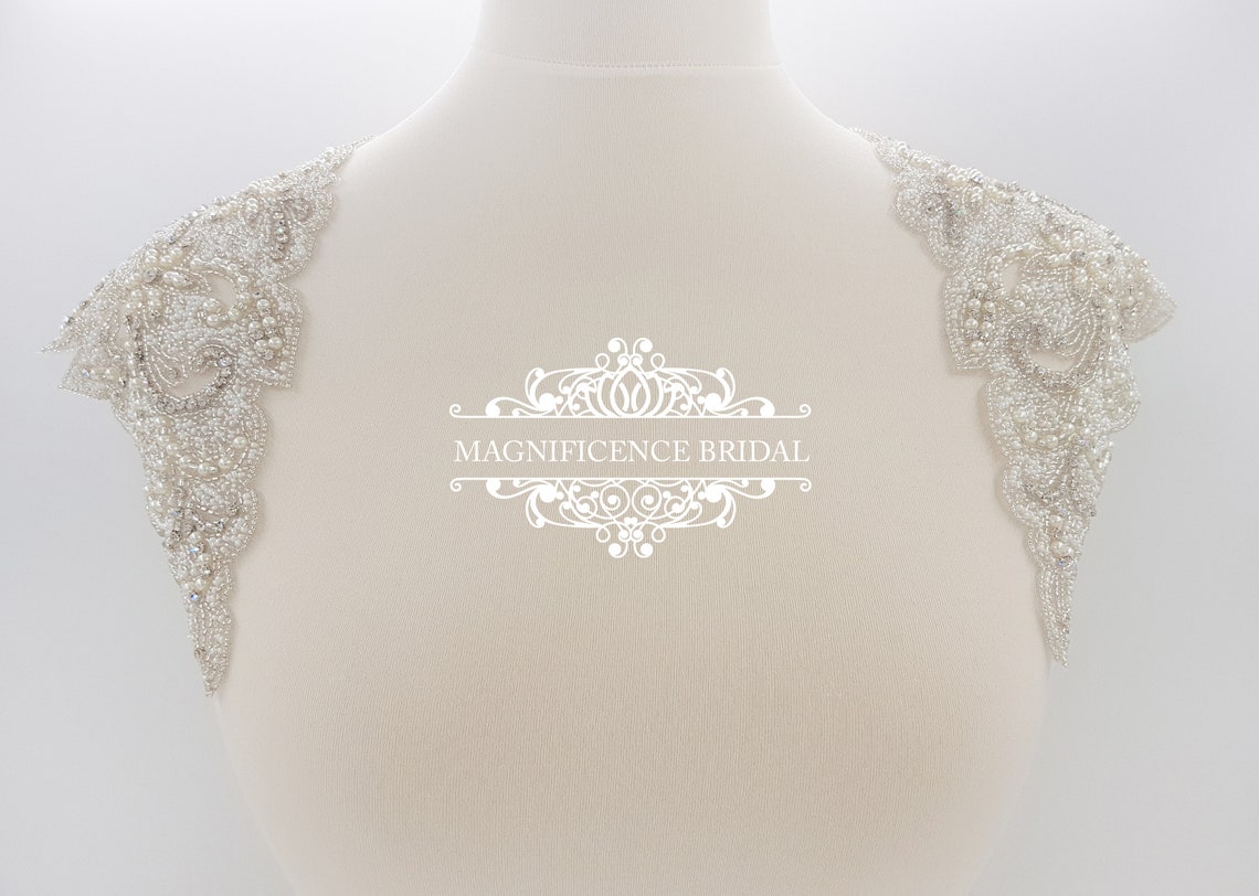 Bridal Straps Beaded Embroidery Epaulettes Keyhole - Etsy New Zealand
