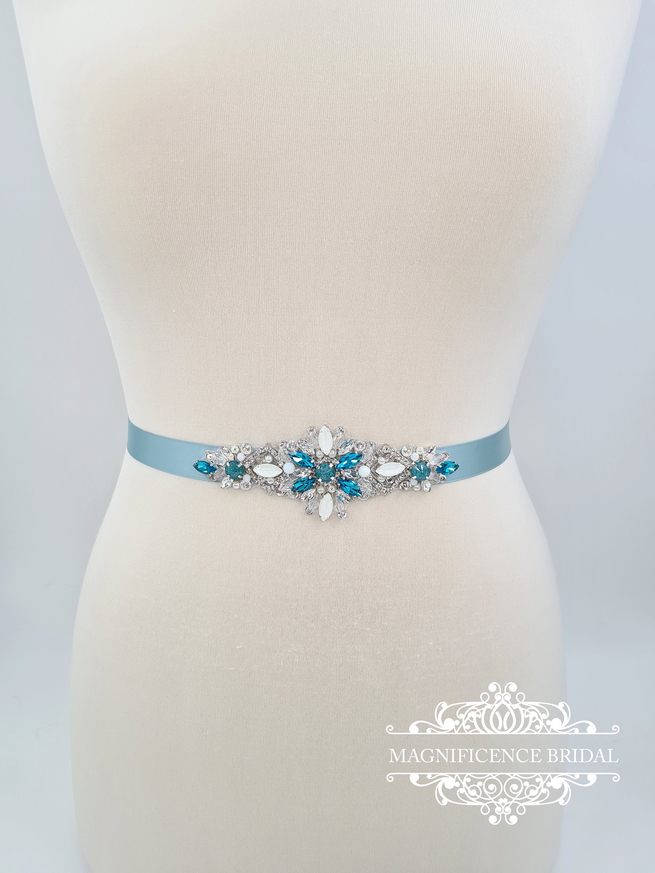 Turquoise Bridal Belt Turquoise Sash Turquoise Wedding - Etsy